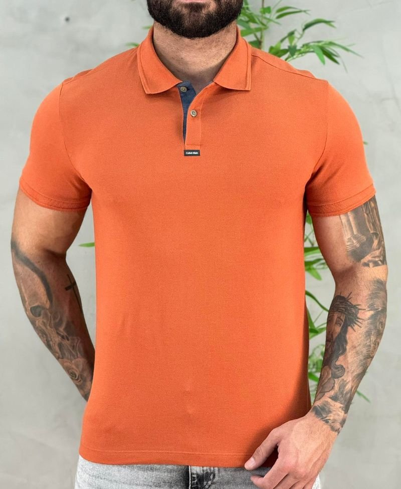 Camisa Polo Terra Cotta Masculina Premium Calvin Klein | Estilo ...